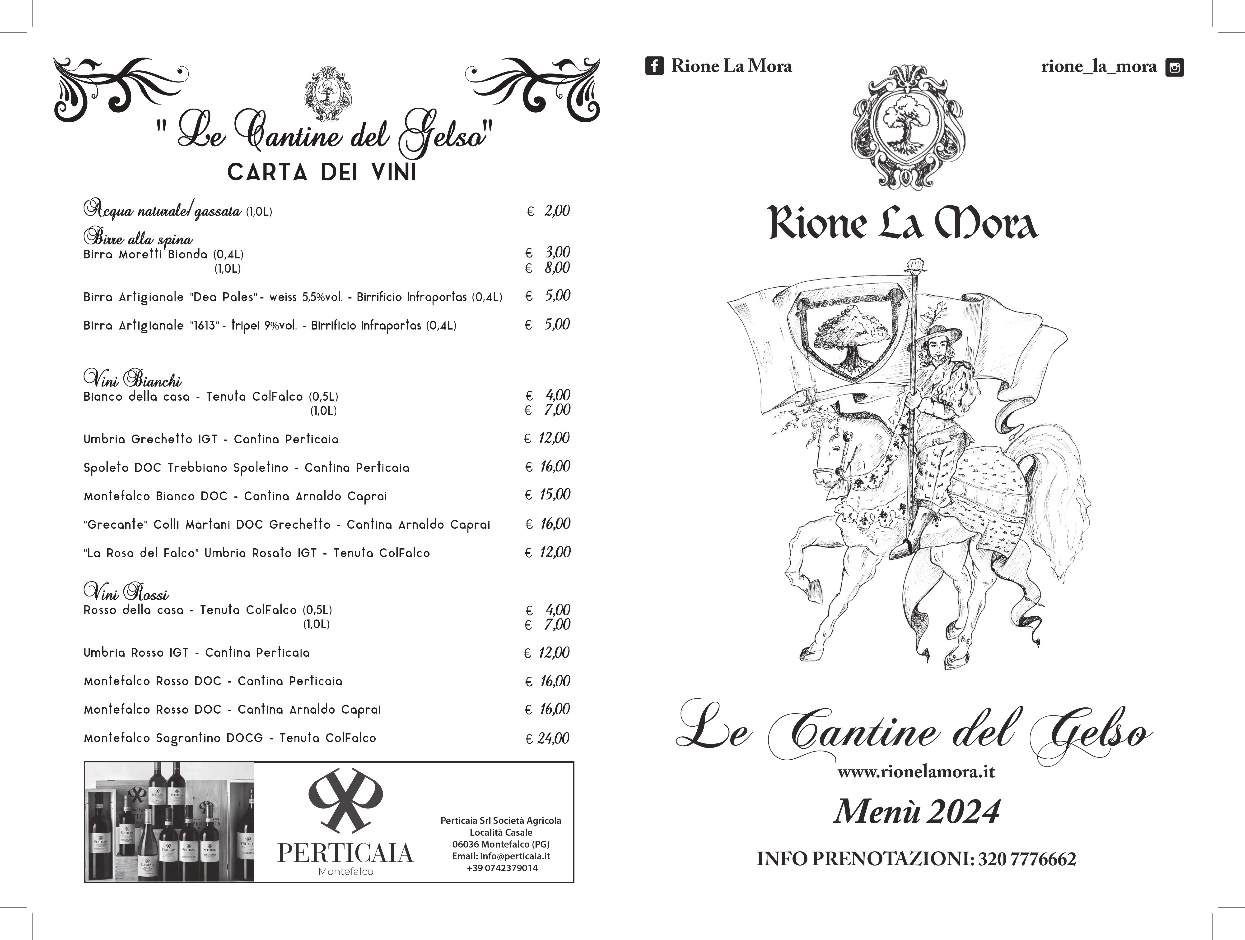 Rione La Mora | La Taverna e il Menù
